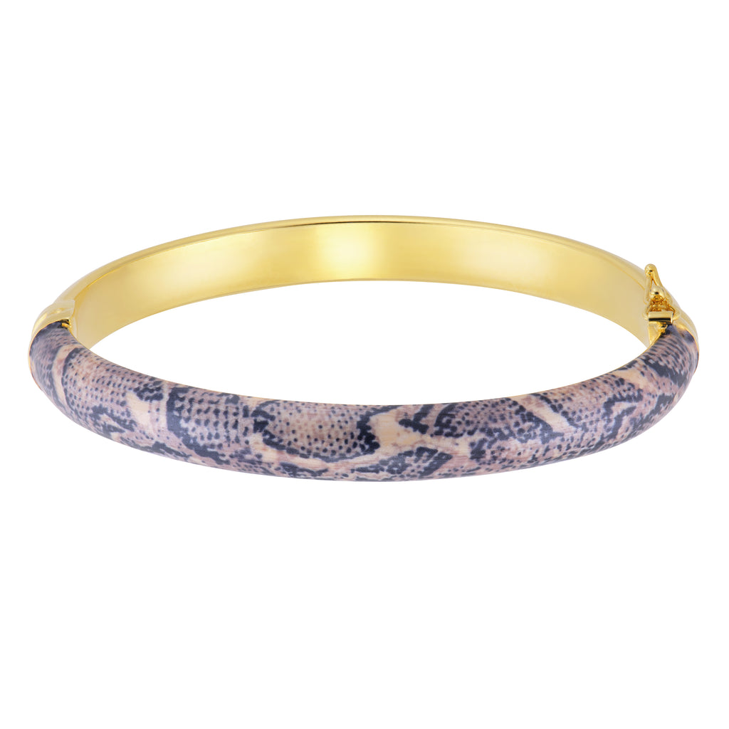 Bronzoro 7.25" Oval Hinged Bangle with Python Enameling