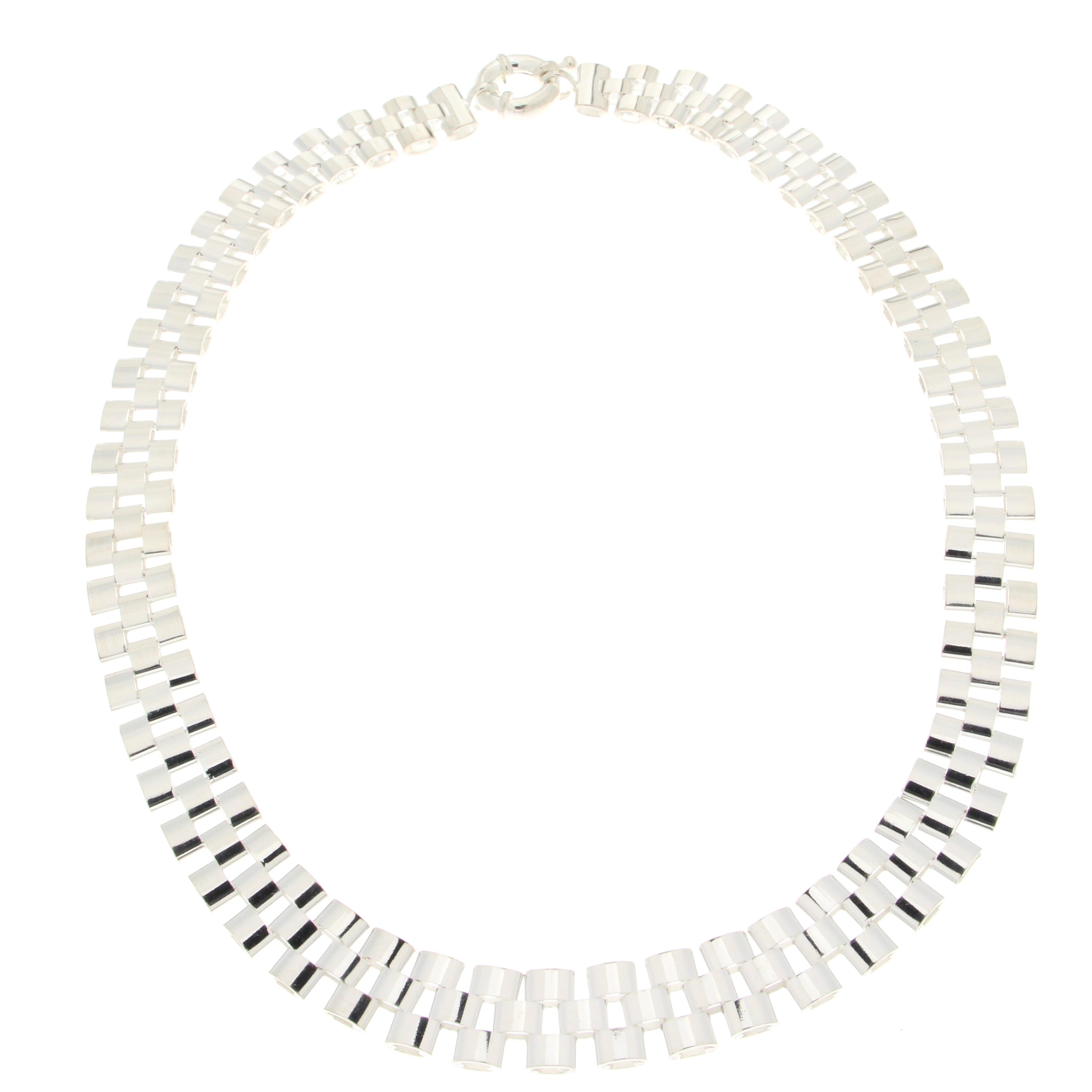 White Gold Rolex Link Necklace – Bronzoro™
