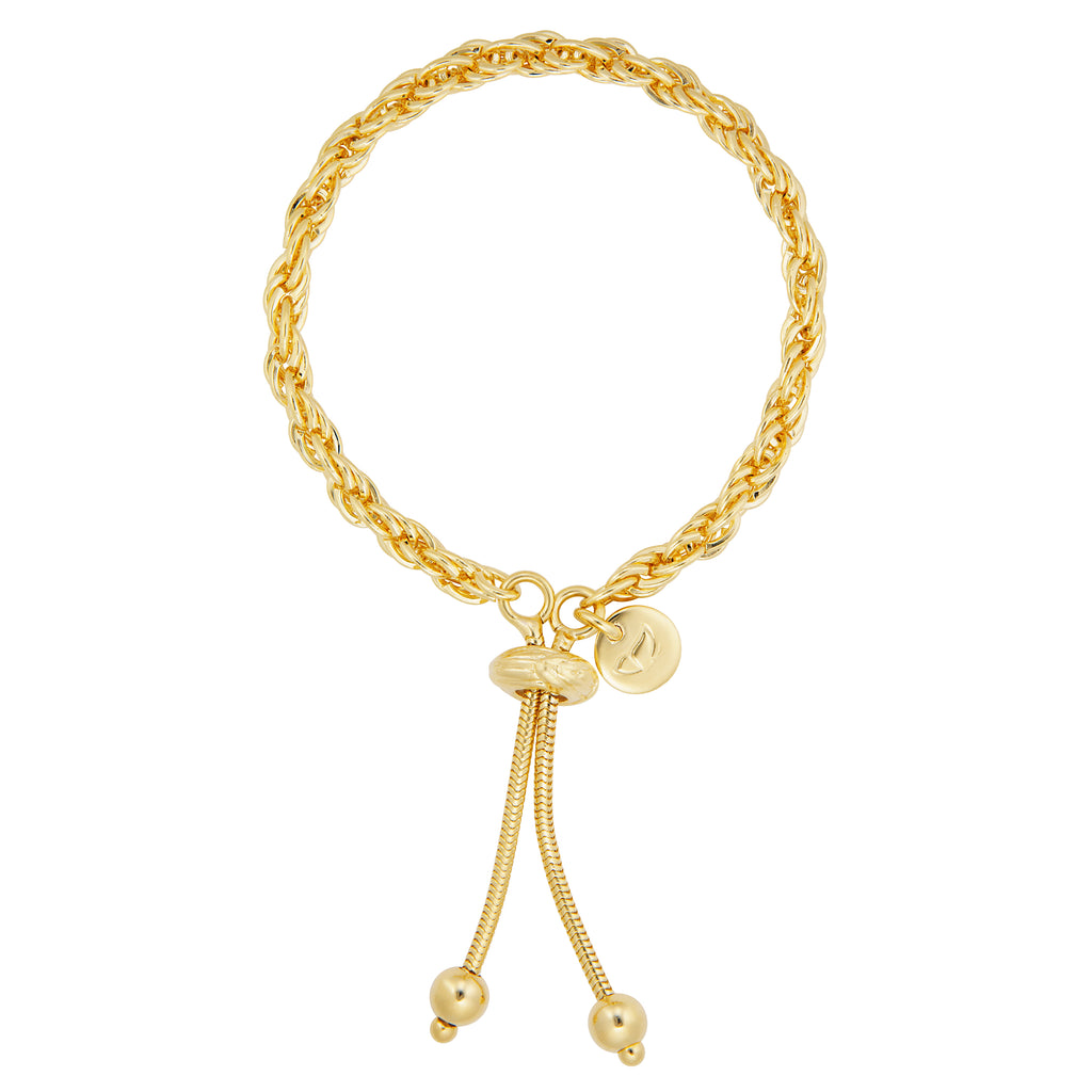 18K Gold Plated Rope Bolo Bracelet